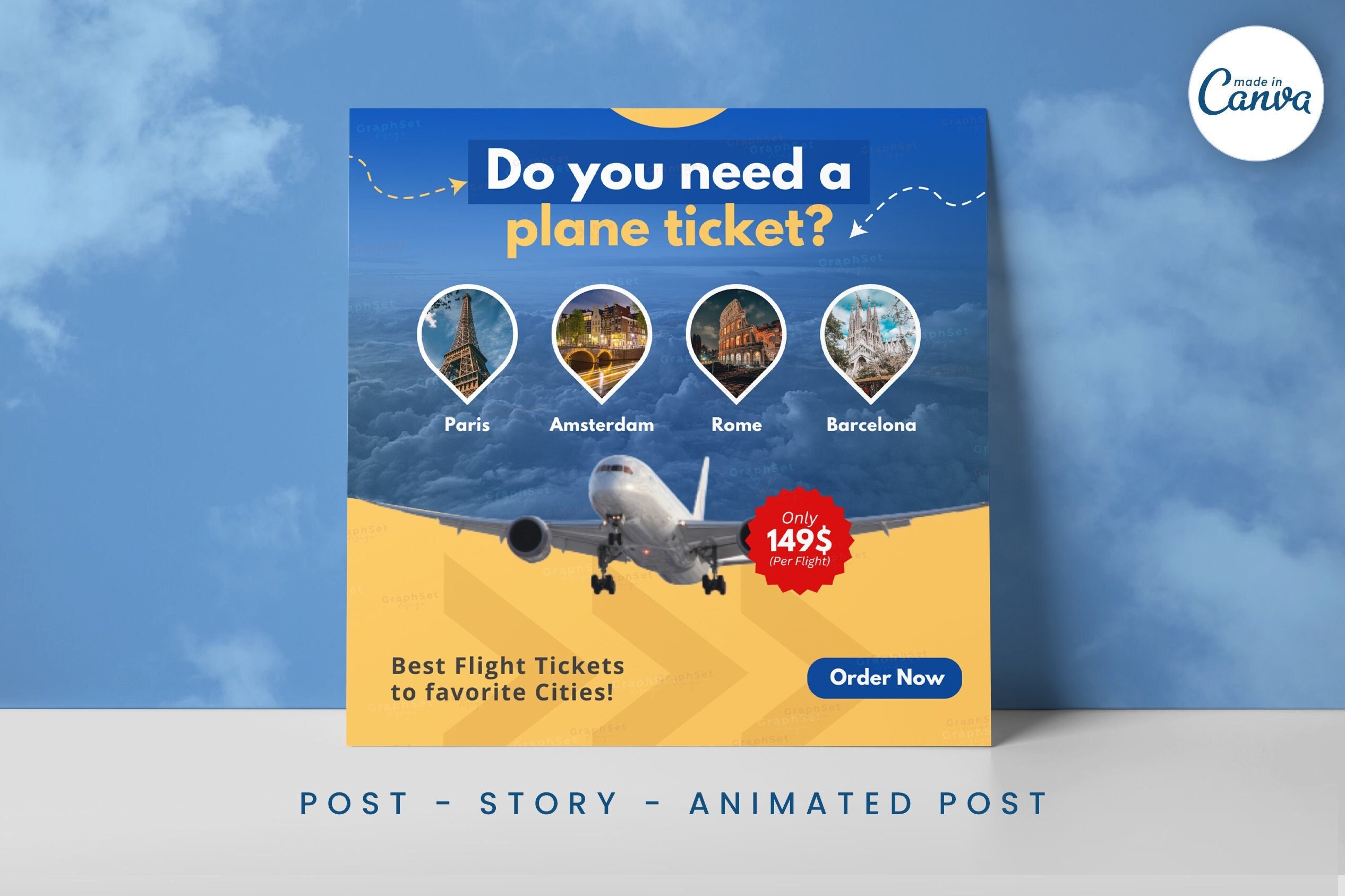 World Travel Instagram Post, Summer Holiday Booking, Social Media Flyer ...