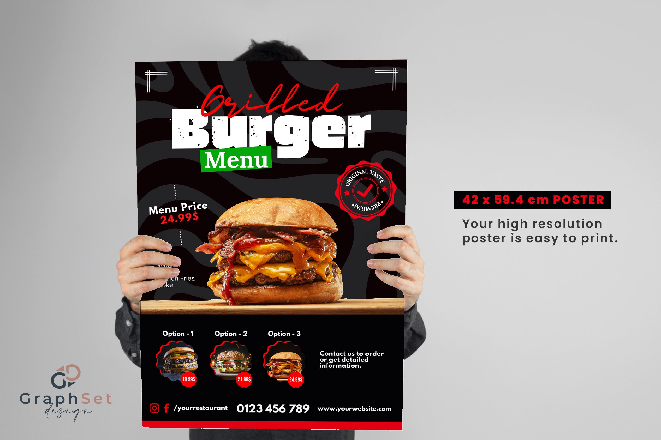 Burger Restaurant Menu Marketing Instagram Post, Burger Order Flyer ...