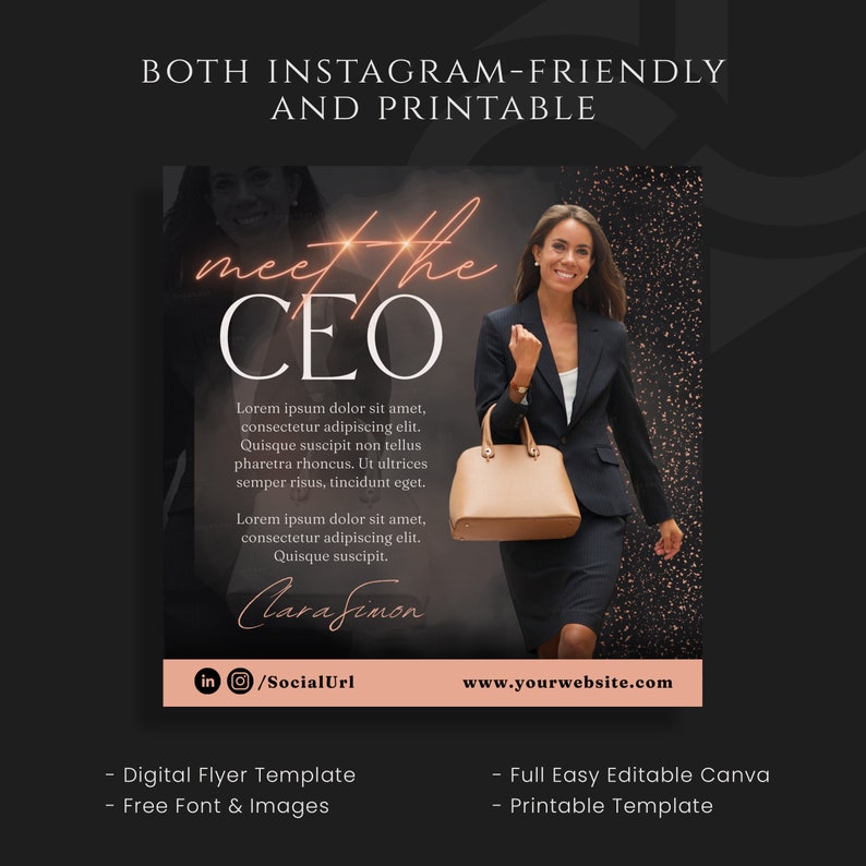 CEO Instagram Post Template, Business Branding Canva, Corporate Flyer ...