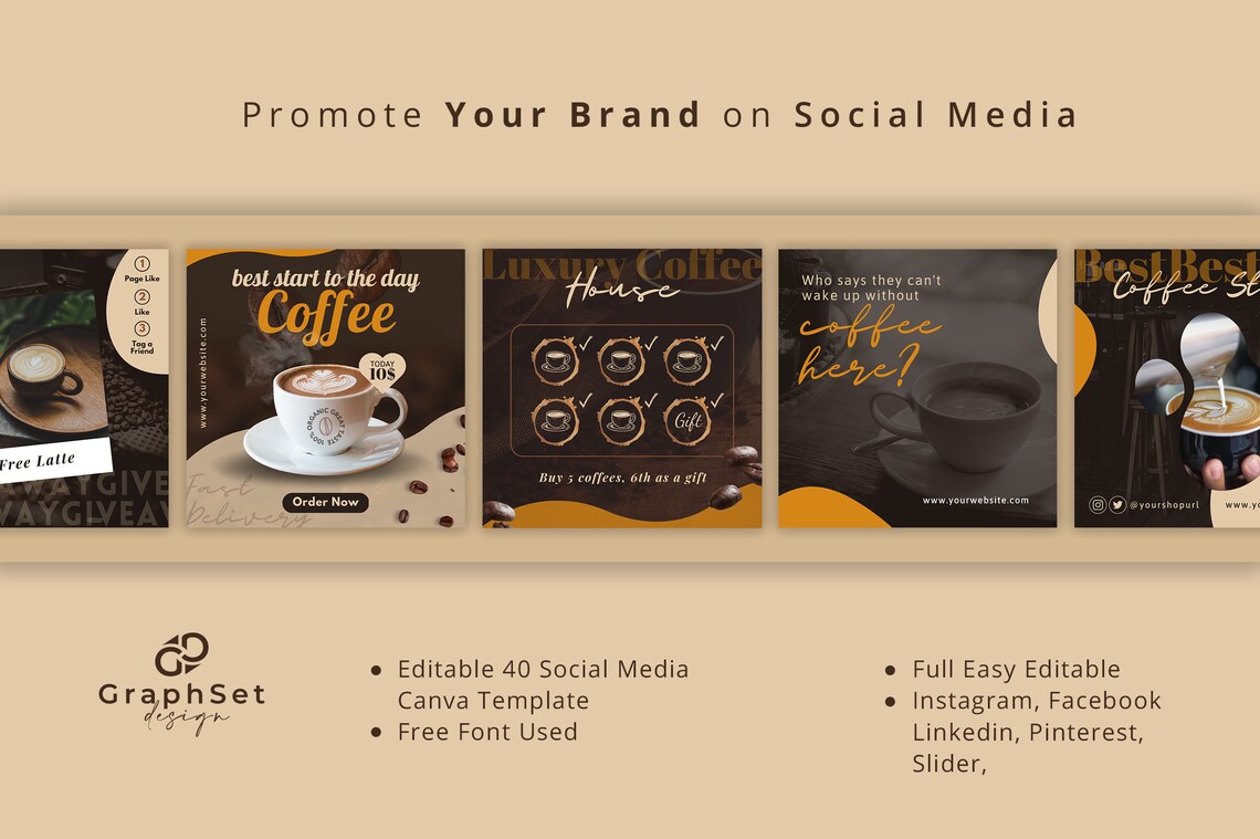 40 Hot Coffee Instagram Post, Coffee Shop Marketing Template, Coffee ...