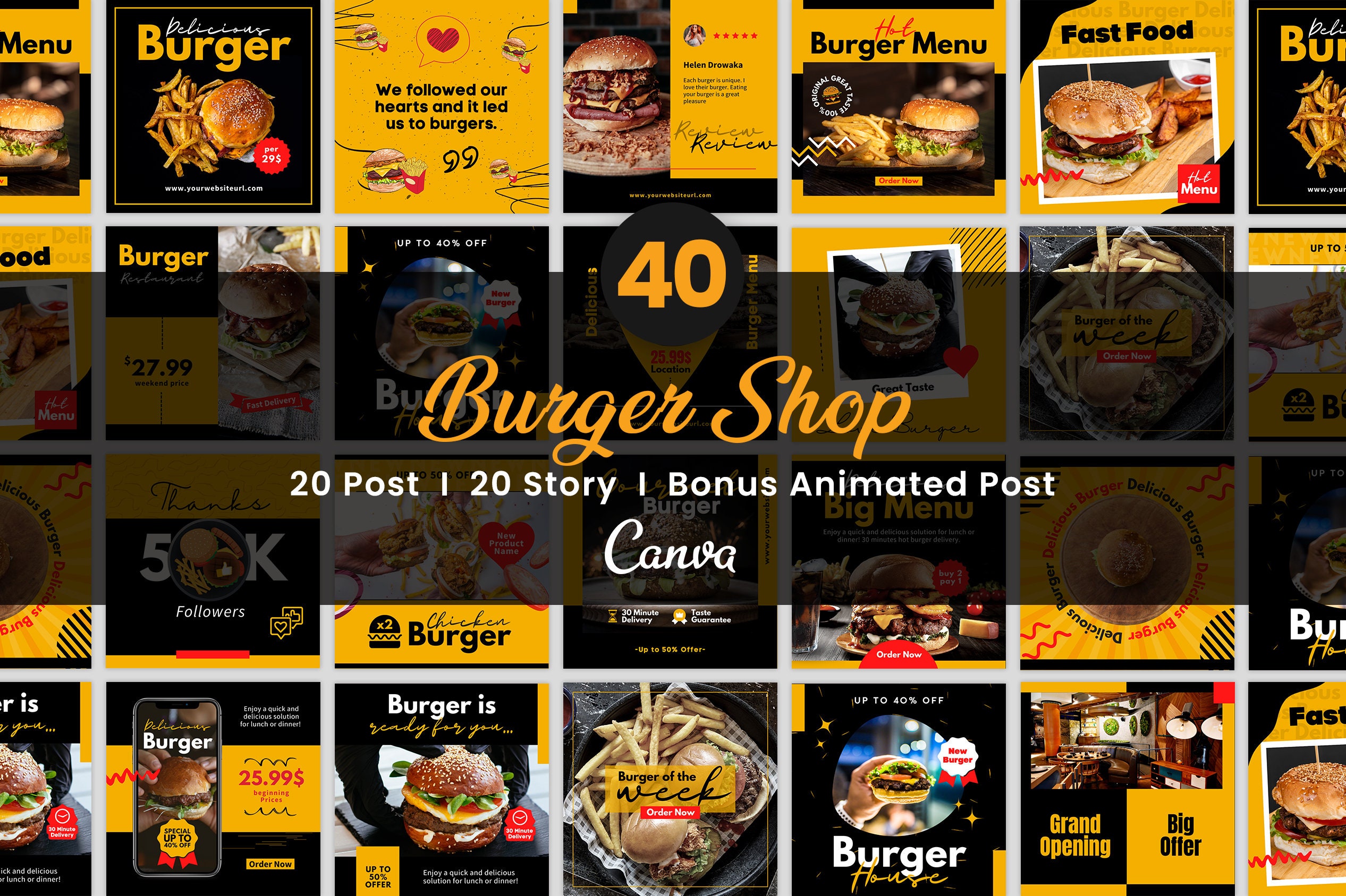 Burger Restaurant Instagram Post, Fast Food Story Template, Social ...