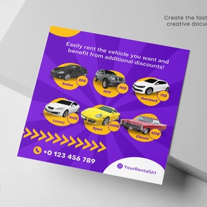 Car Rental Instagram Post, Rent a Car Marketing, Rental Agent Poster ...