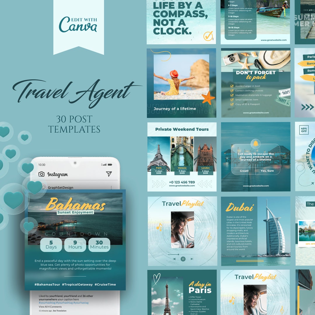 Travel Agent Instagram Post, Vacation Marketing Template, Travel Agent ...