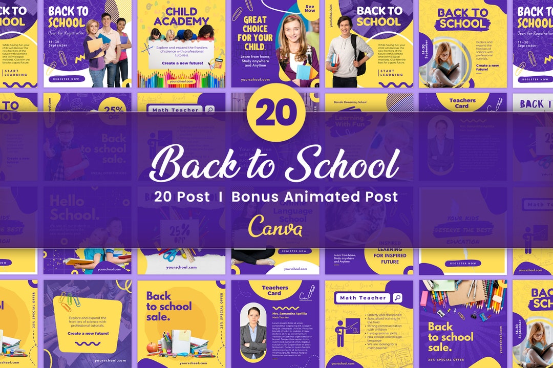 Back to School Instagram Posts, Canva School Planner Template, First ...
