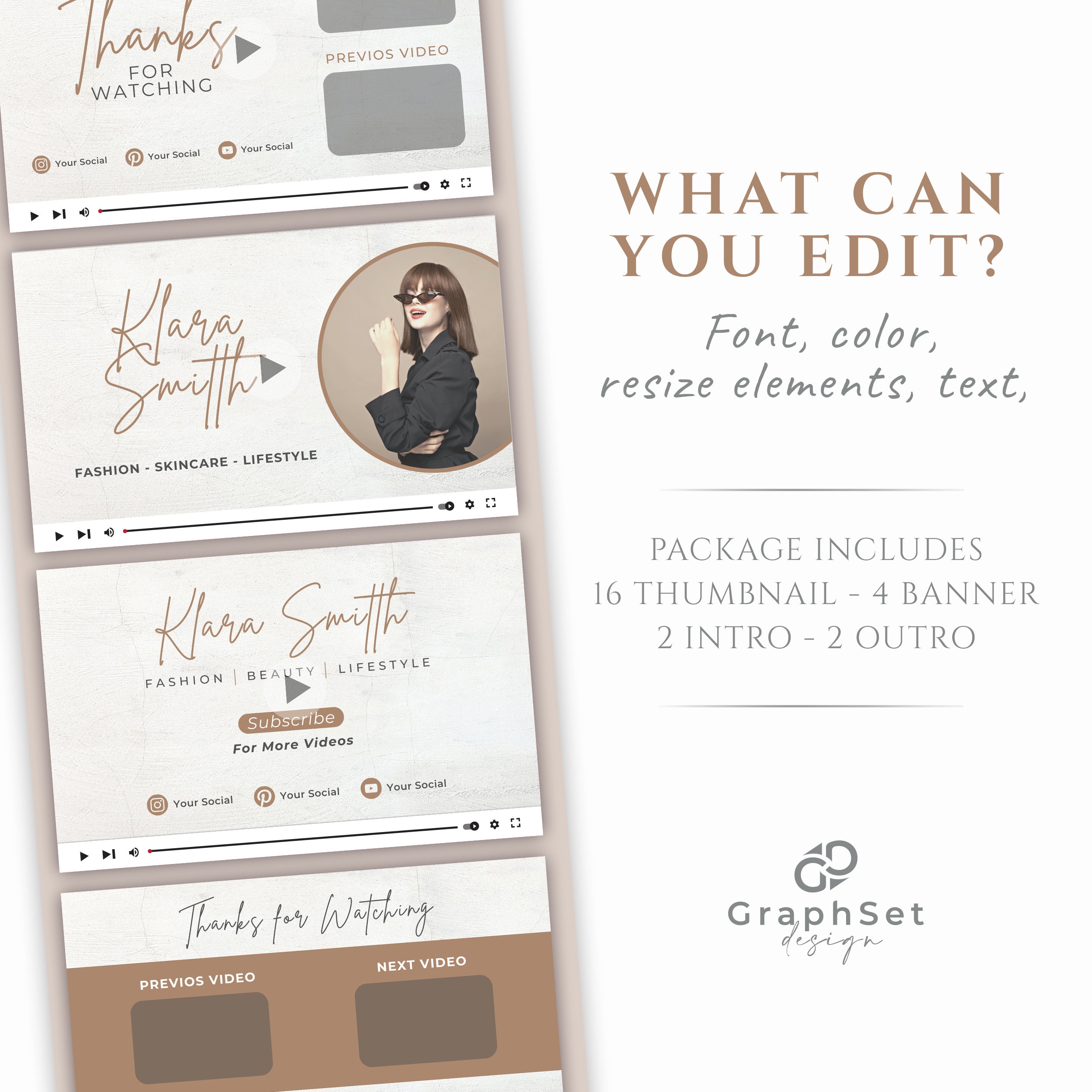 Lifestyle Youtube Thumbnail Templates, Youtube Channel Brand Kit ...