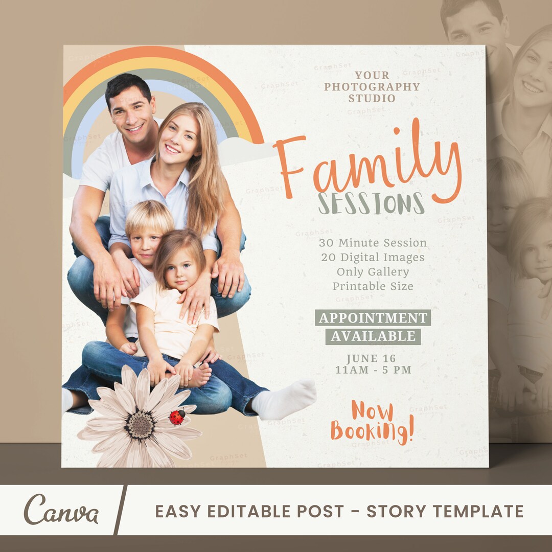 Photography Instagram Post, Family Mini Session Flyer, Photo Studio ...
