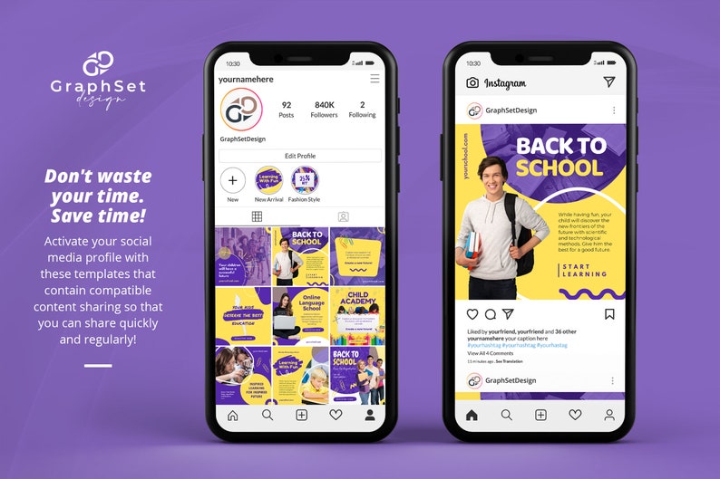 Back to School Instagram Posts, Canva School Planner Template, First ...