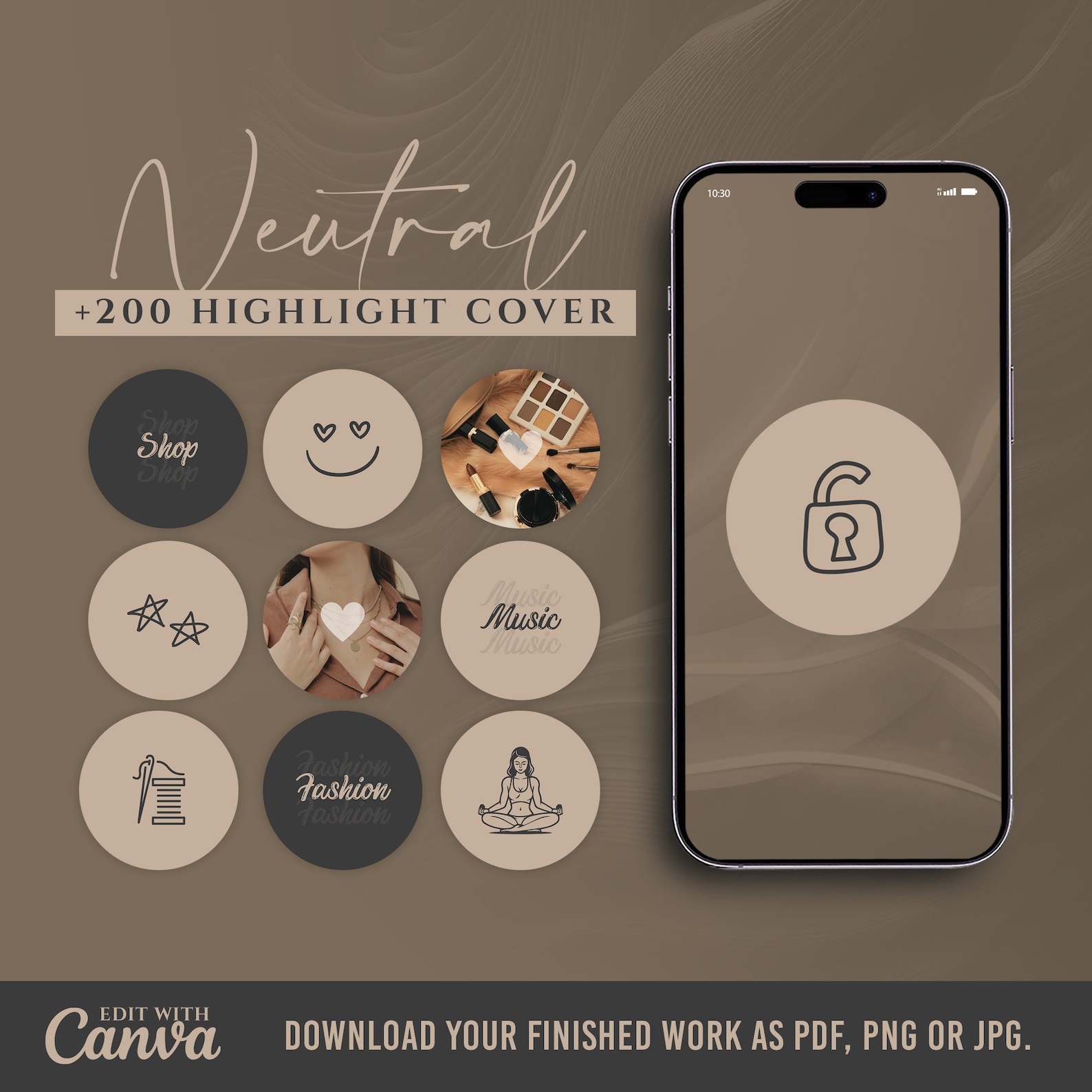 Neutral Instagram Highlight Covers, Minimalist Line Art Story Icon ...