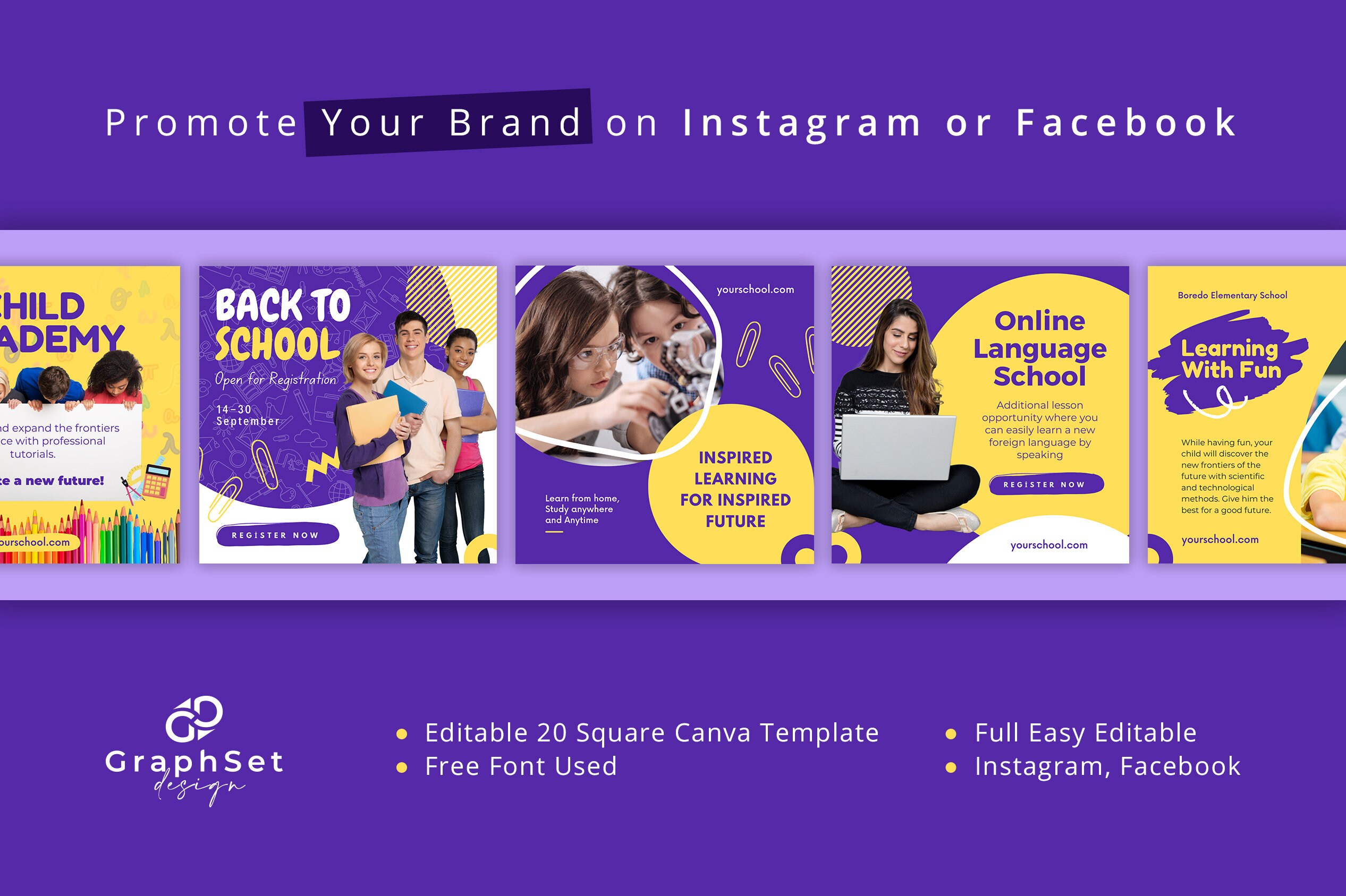 Back to School Instagram Posts, Canva School Planner Template, First ...