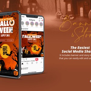 Halloween Instagram Post, Pumpkin Day Template, Happy Halloween Banner ...