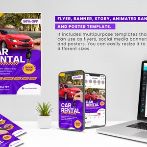 Car Rental Instagram Post, Rent a Car Marketing, Rental Agent Poster ...