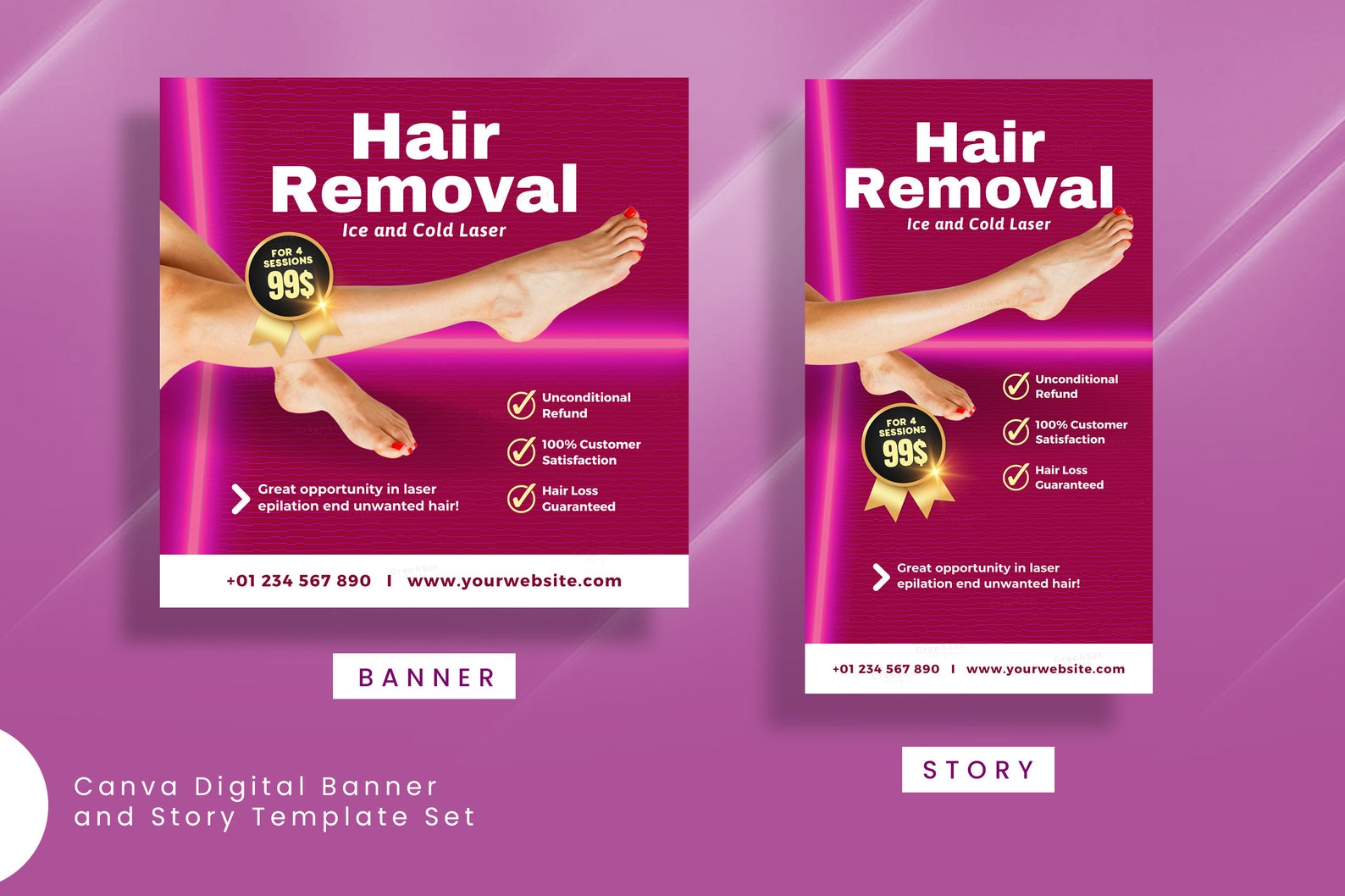 Laser Epilation Instagram Post, Pink Beauty Salon Story, Hair Remover ...