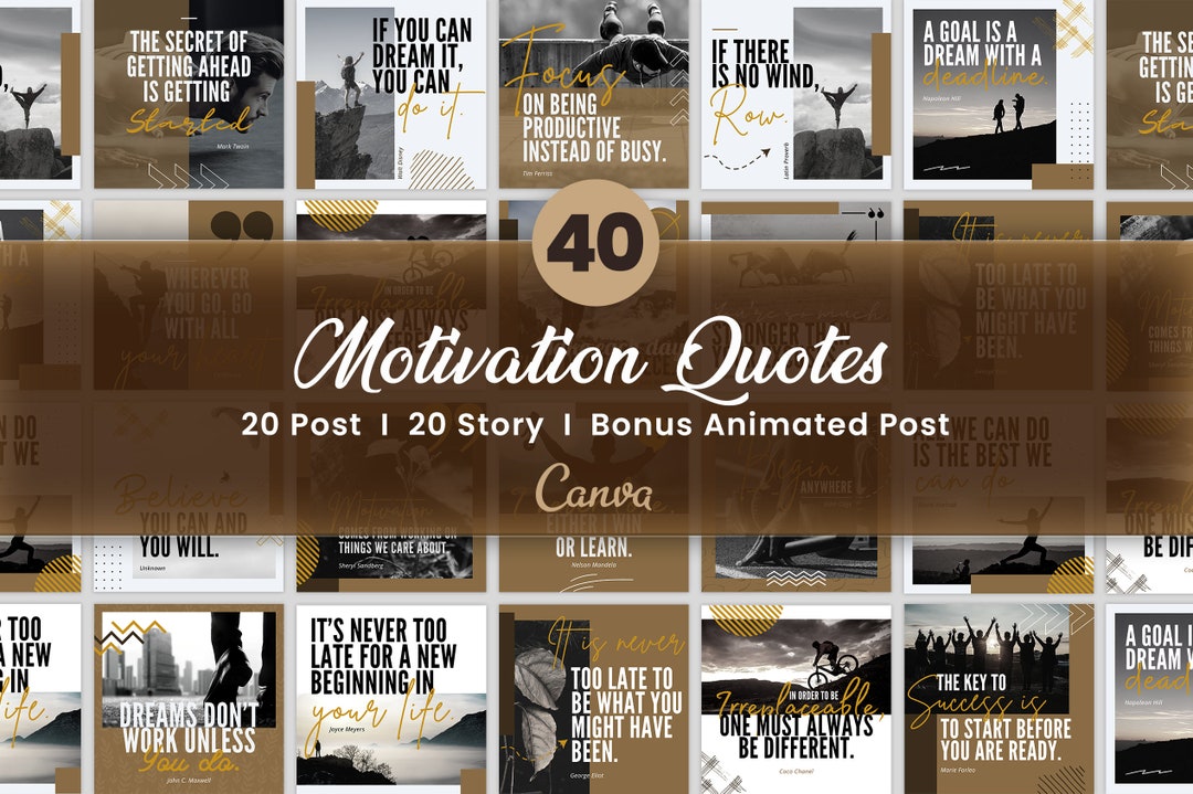 Motivation Quotes Post Template, Business Instagram Motivation Set ...