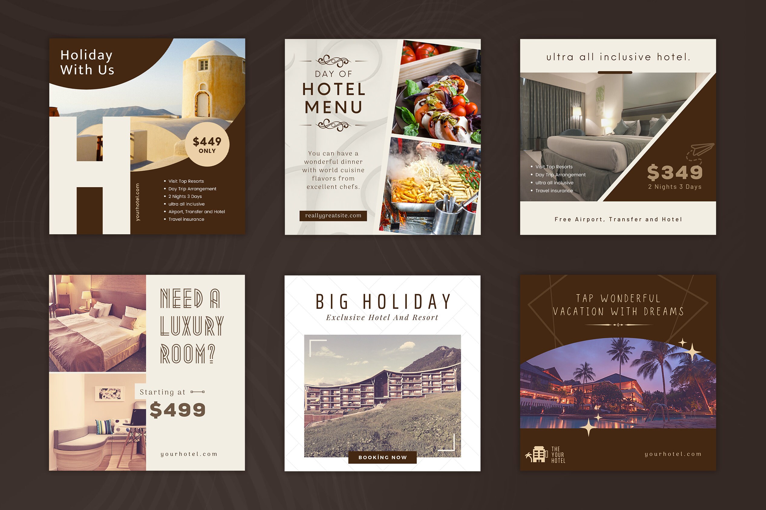 Travel Hotel Instagram Posts, Luxury Hotel Brand Kit, Travel Influencer ...