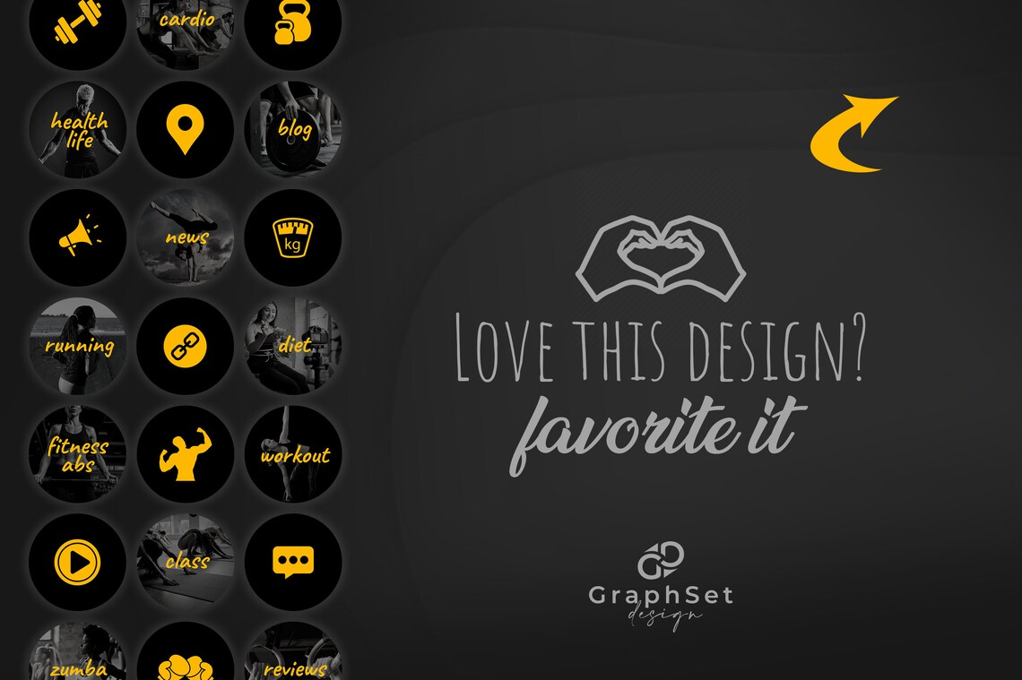 Fitness Highlight Covers Canva | 40 Black Icon Set | Gym IG Story Icons ...