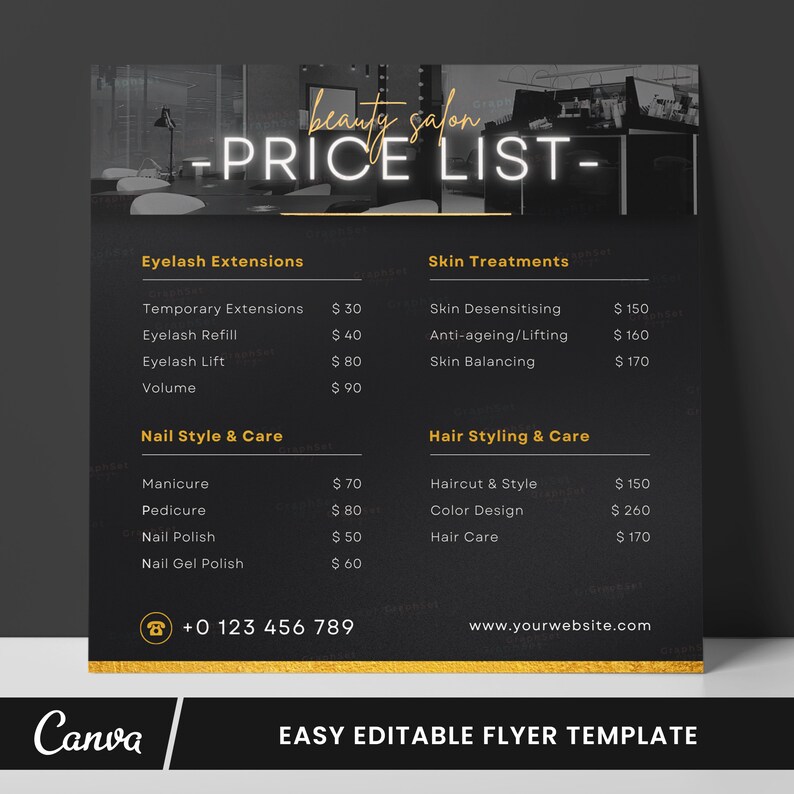 Price List Digital Flyer Template, Pricing Instagram Post, Hair Pricing ...