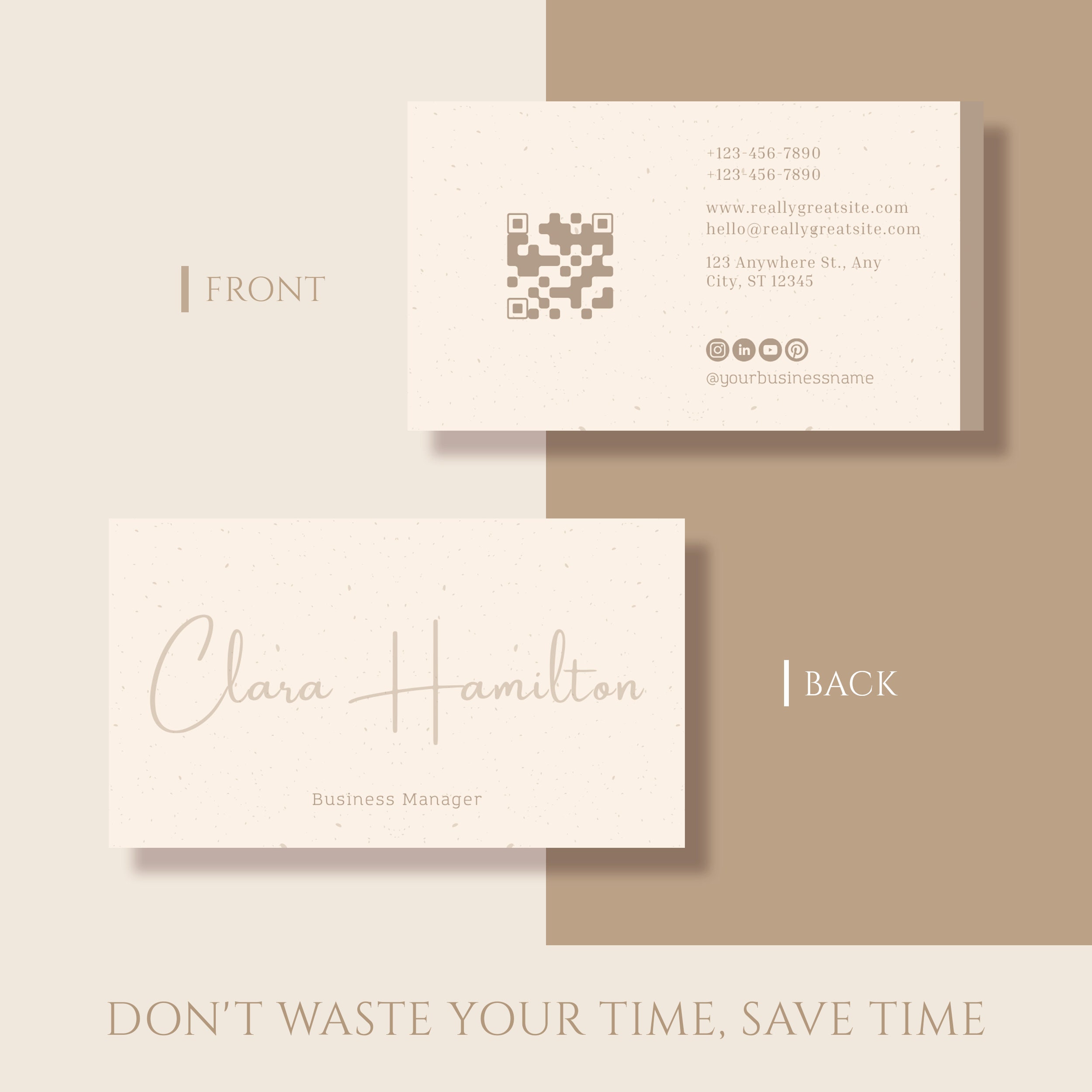 Beige Business Card Template, Corporate Calling Card, DIY Printable ...