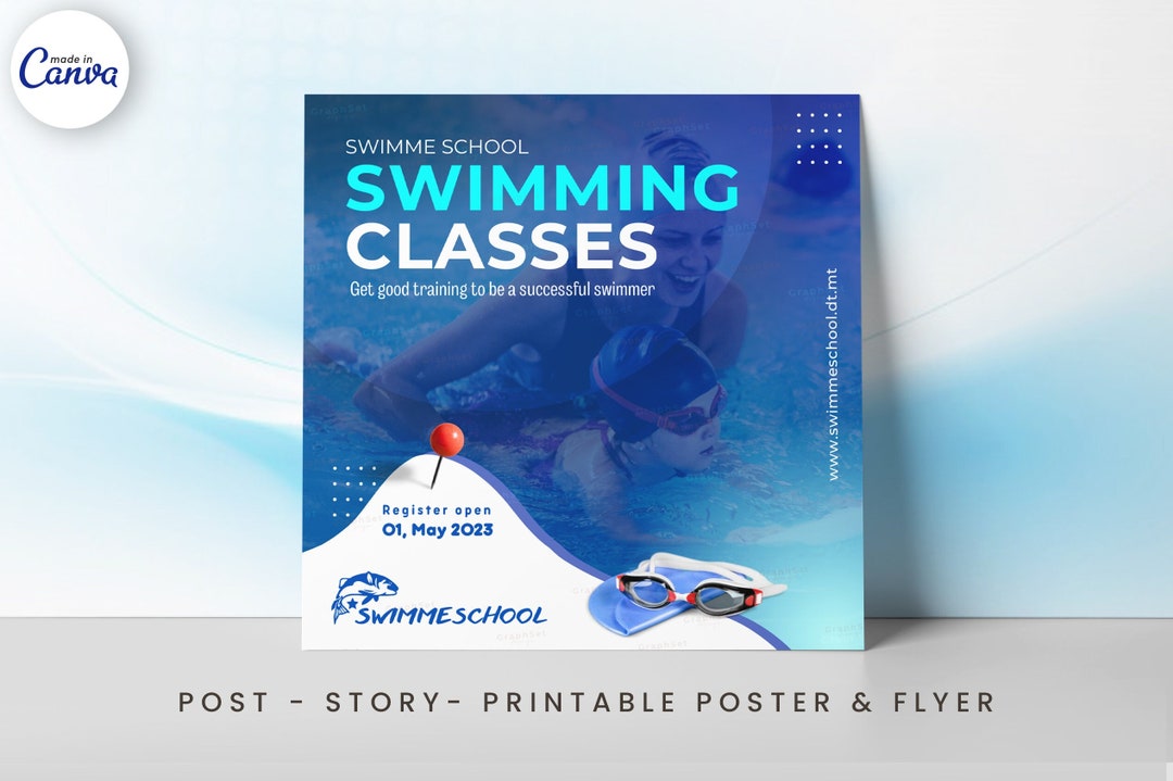 Swimming Coach Instagram Post, Back to School Digital Flyer Template ...
