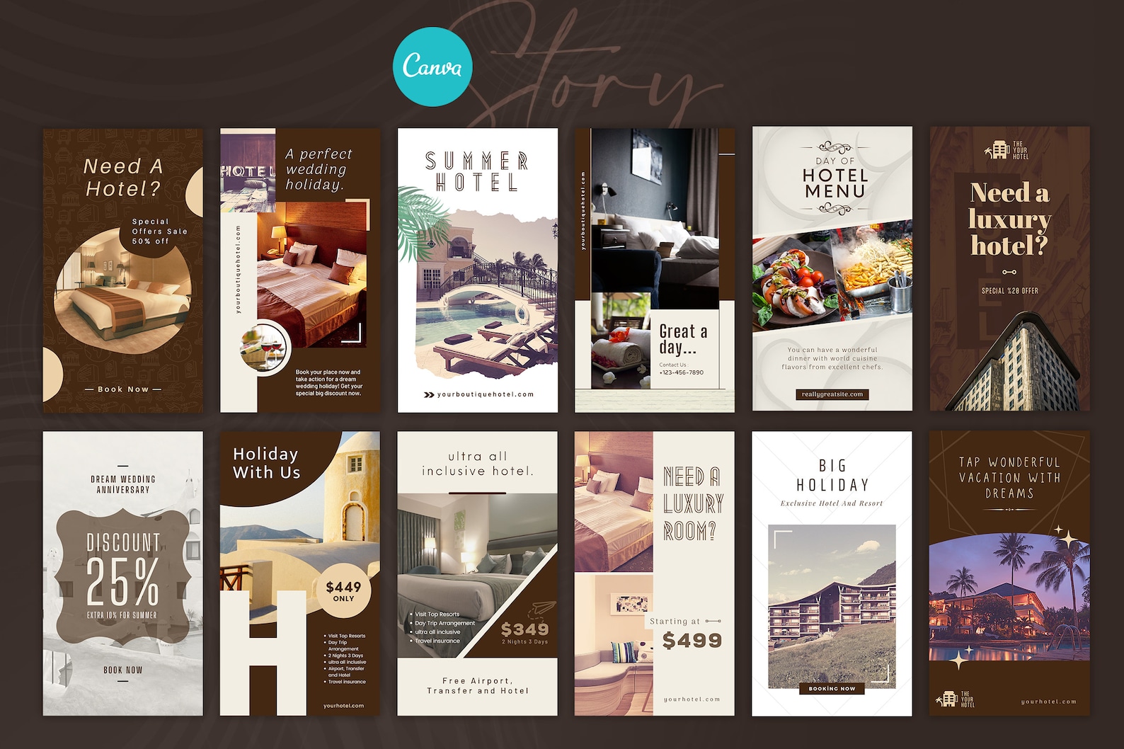 Travel Hotel Instagram Posts, Luxury Hotel Brand Kit, Travel Influencer ...