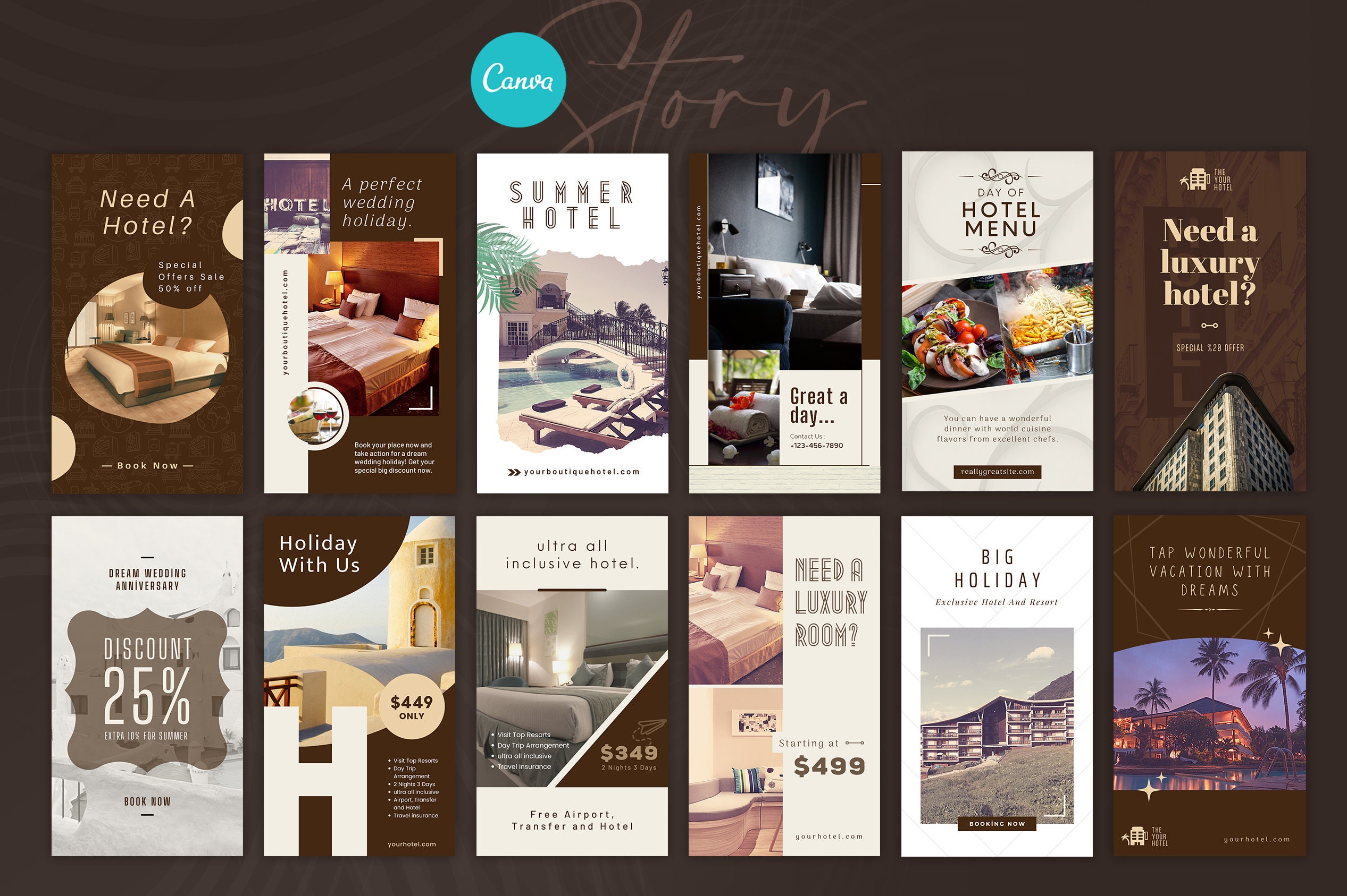 Travel Hotel Instagram Posts, Luxury Hotel Brand Kit, Travel Influencer ...