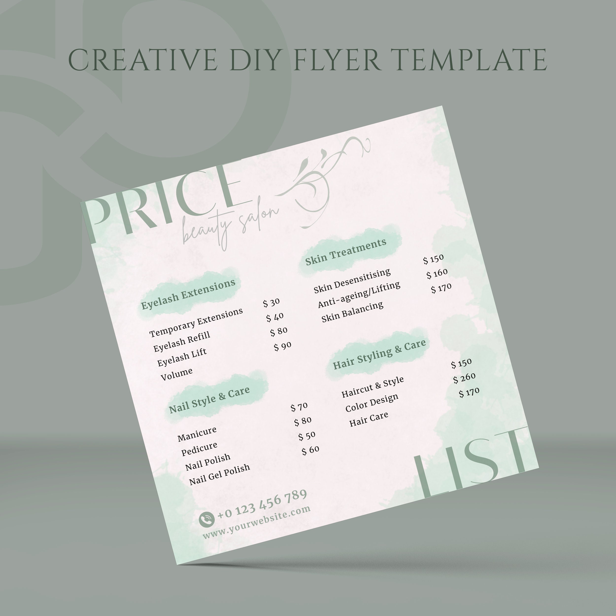 Beauty Salon Price List, Instagram Post, Pricing Guide Sheet Template ...