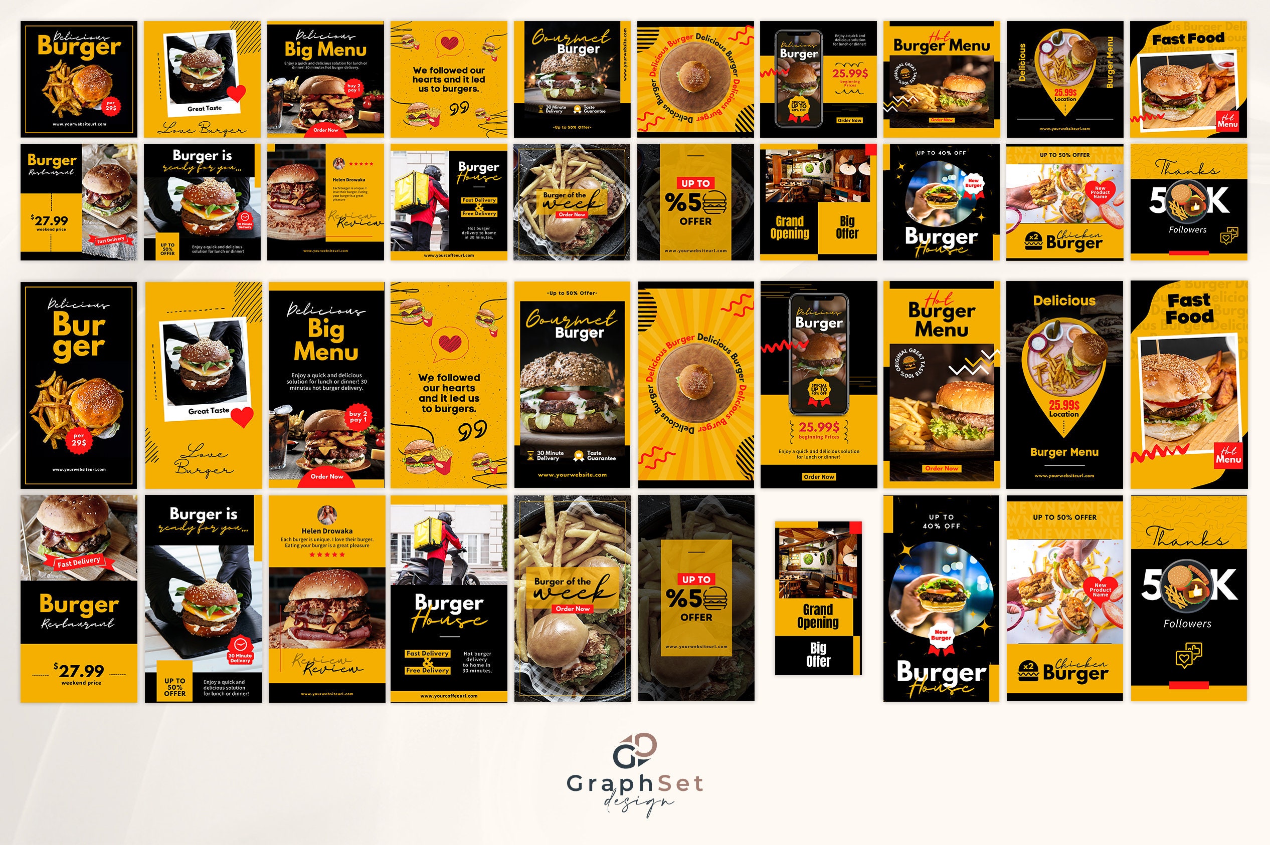 Burger Restaurant Instagram Post, Fast Food Story Template, Social ...
