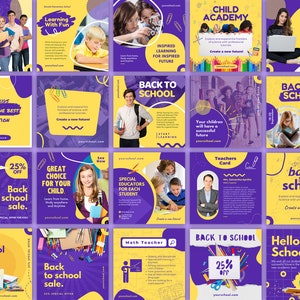 Back to School Instagram Posts, Canva School Planner Template, First ...