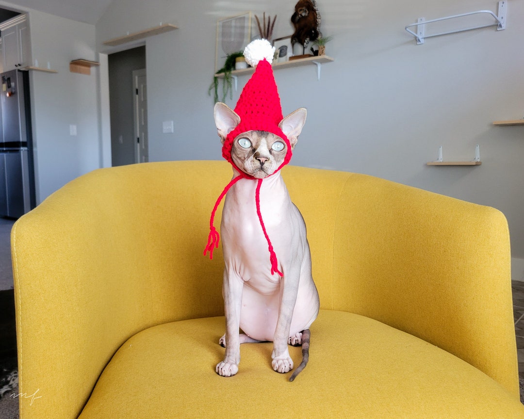 Sphynx Cat Clothes - Santa Hat Cat Hat - Etsy