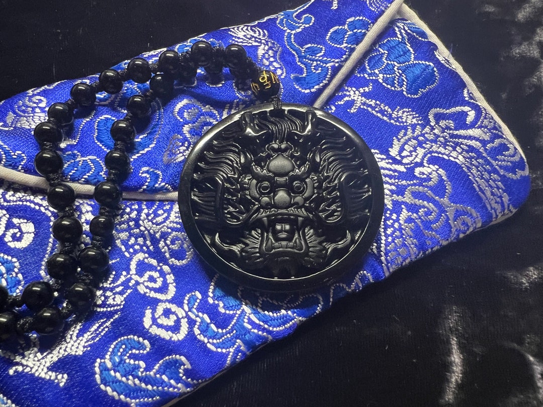 Dragon Protection Spell Witchcraft Amulet Pendant Shaman Lucky Obsidian ...