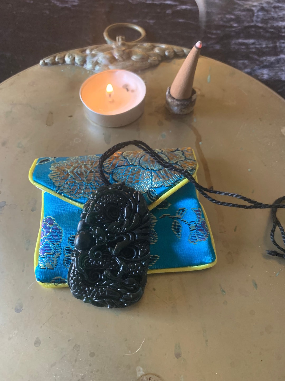 Dragon Protection Spell Amulet Pendant Shaman Lucky Obsidian Necklace ...