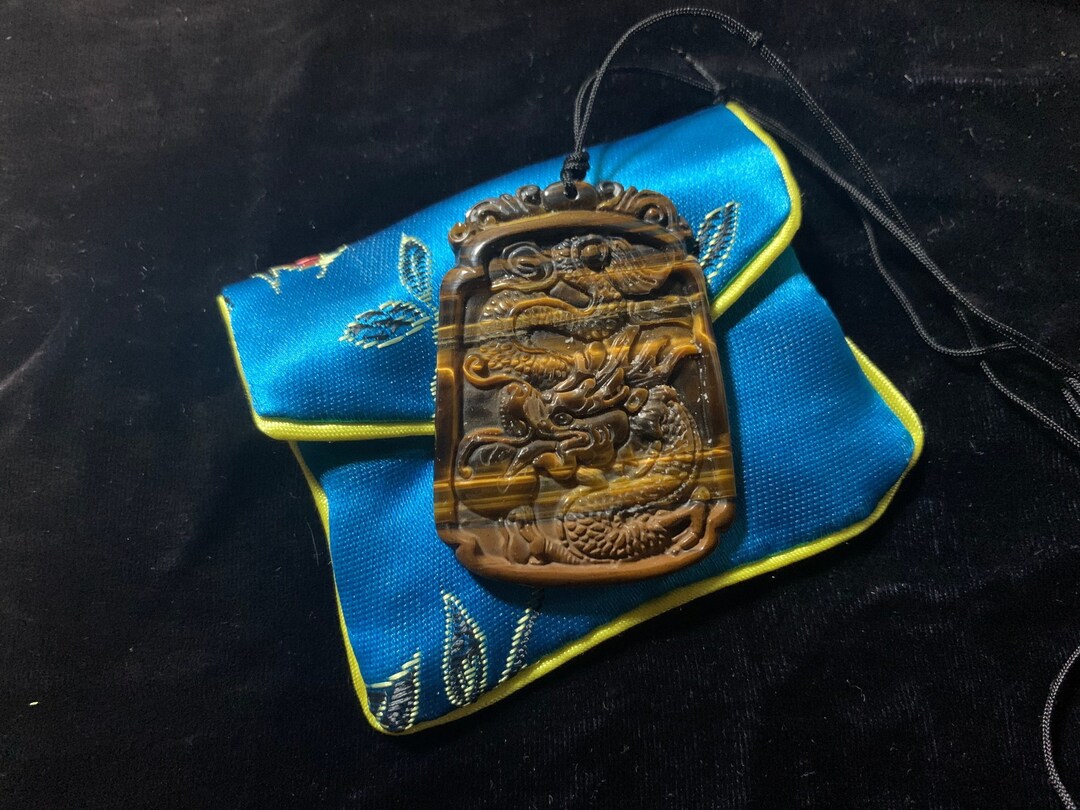 Dragon Protection Spell Amulet Pendant Shaman Lucky Tiger Eye Necklace ...