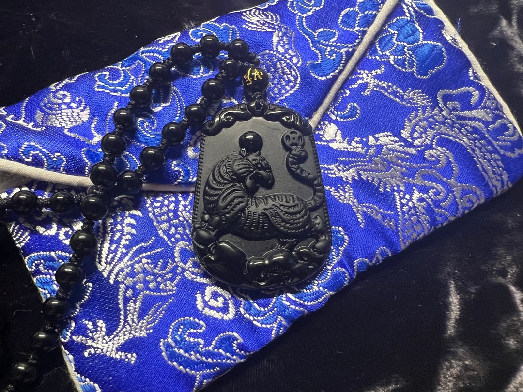 Tiger Protection Spell Witchcraft Amulet Pendant Shaman Lucky Obsidian ...