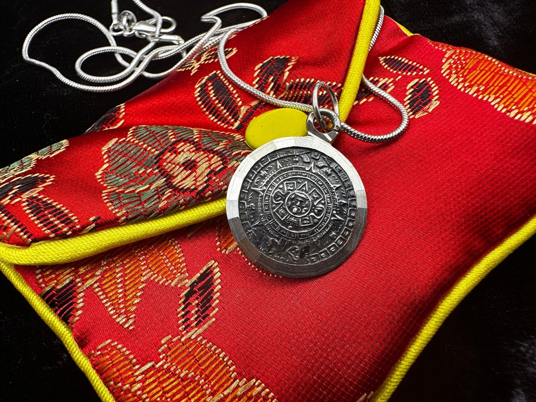 Protection Spell Amulet Pendant Aztec Sun Calendar Shaman Lucky ...