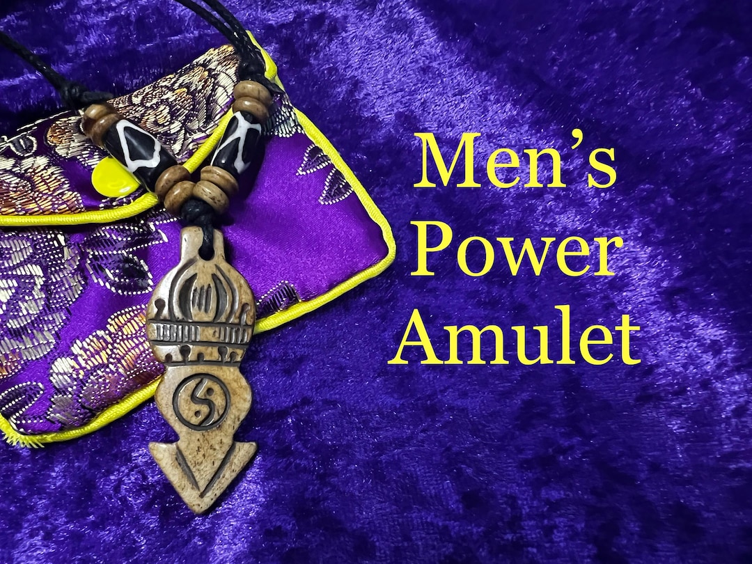 Mens Power Amulet Handmade Yak Bone Tibetan Talisman Strength ...