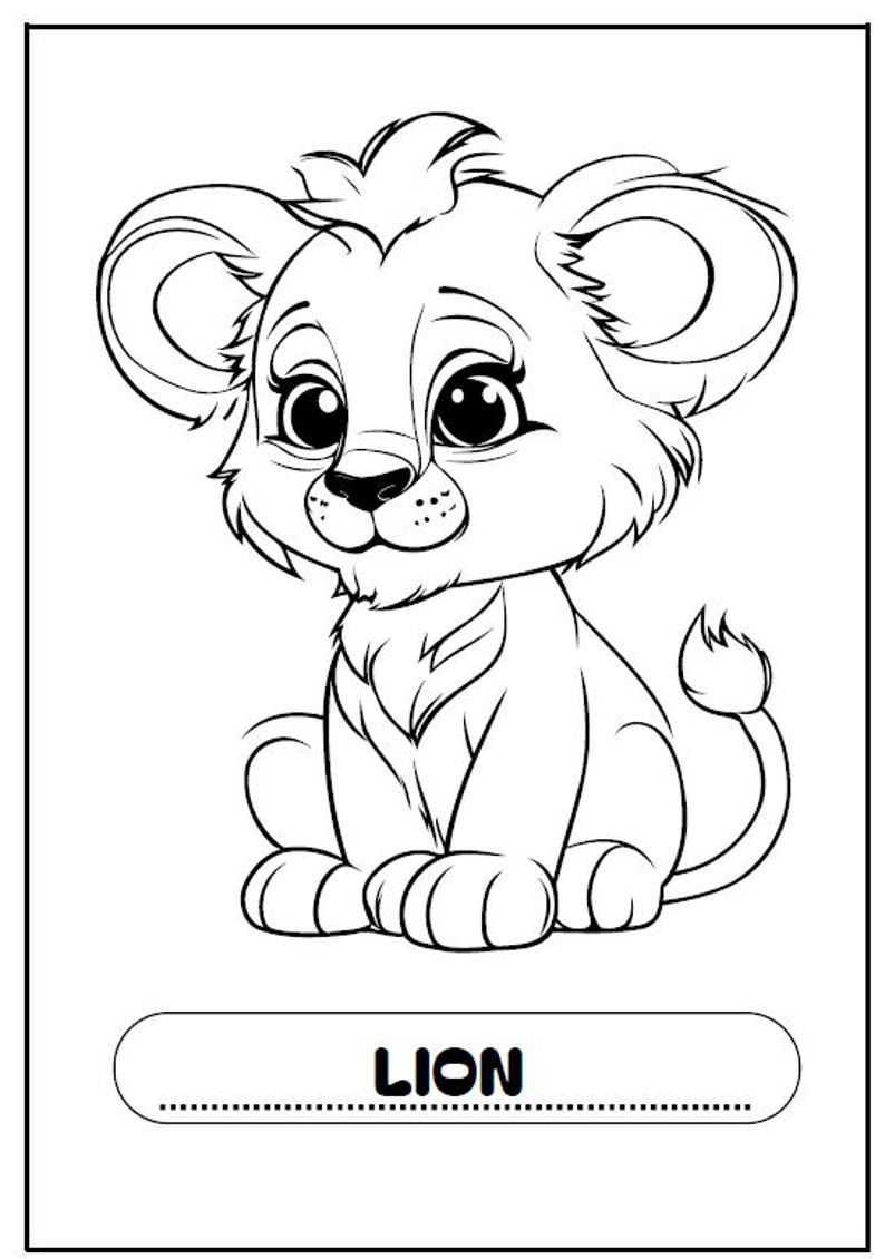 Kids and Toddler Big Easy Animal Coloring Book Pages - 10 Pages - Etsy