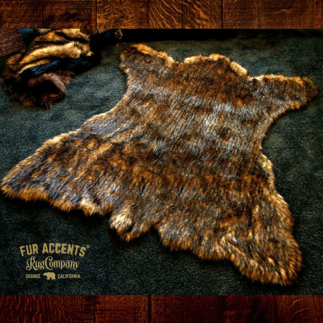 Animal Friendly Faux Fur Area Rug Golden Brown Bear/handmade to Order ...