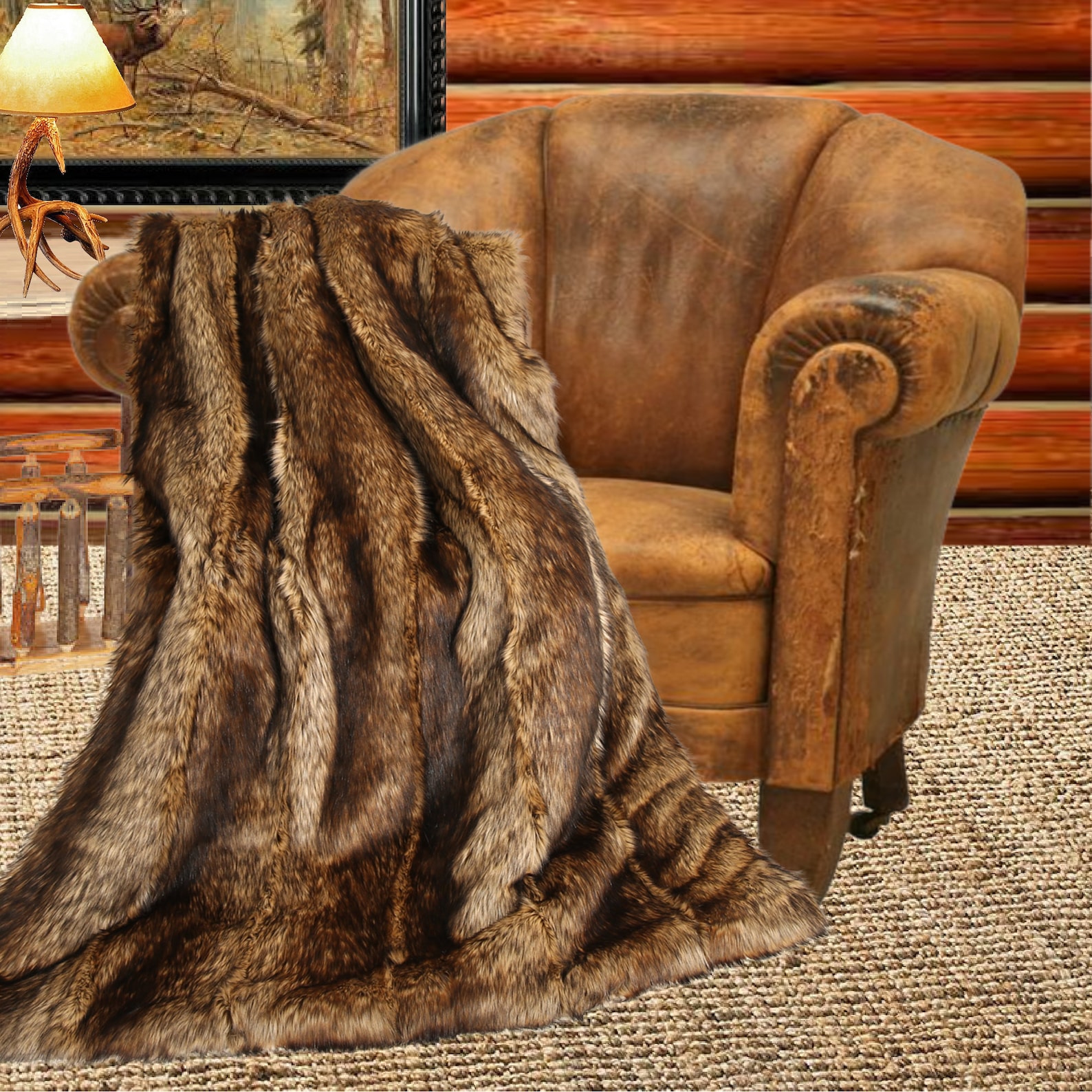 Pieced Fur Bedspread Animal Friendly Faux Fur Golden Wolf - Etsy