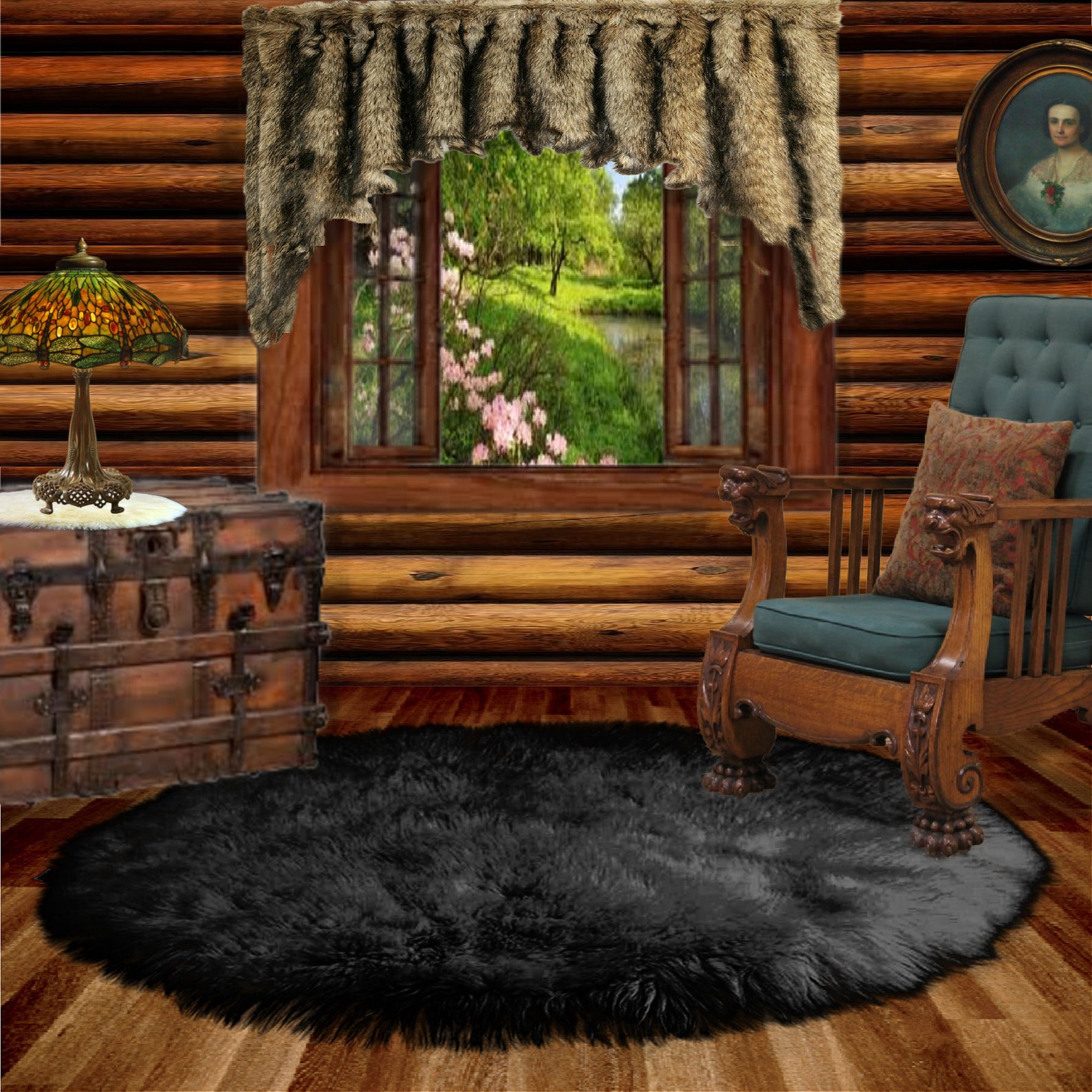 Faux Fur Bearskin Rug, Round Shag Area Rug, Handmade in USA - Etsy