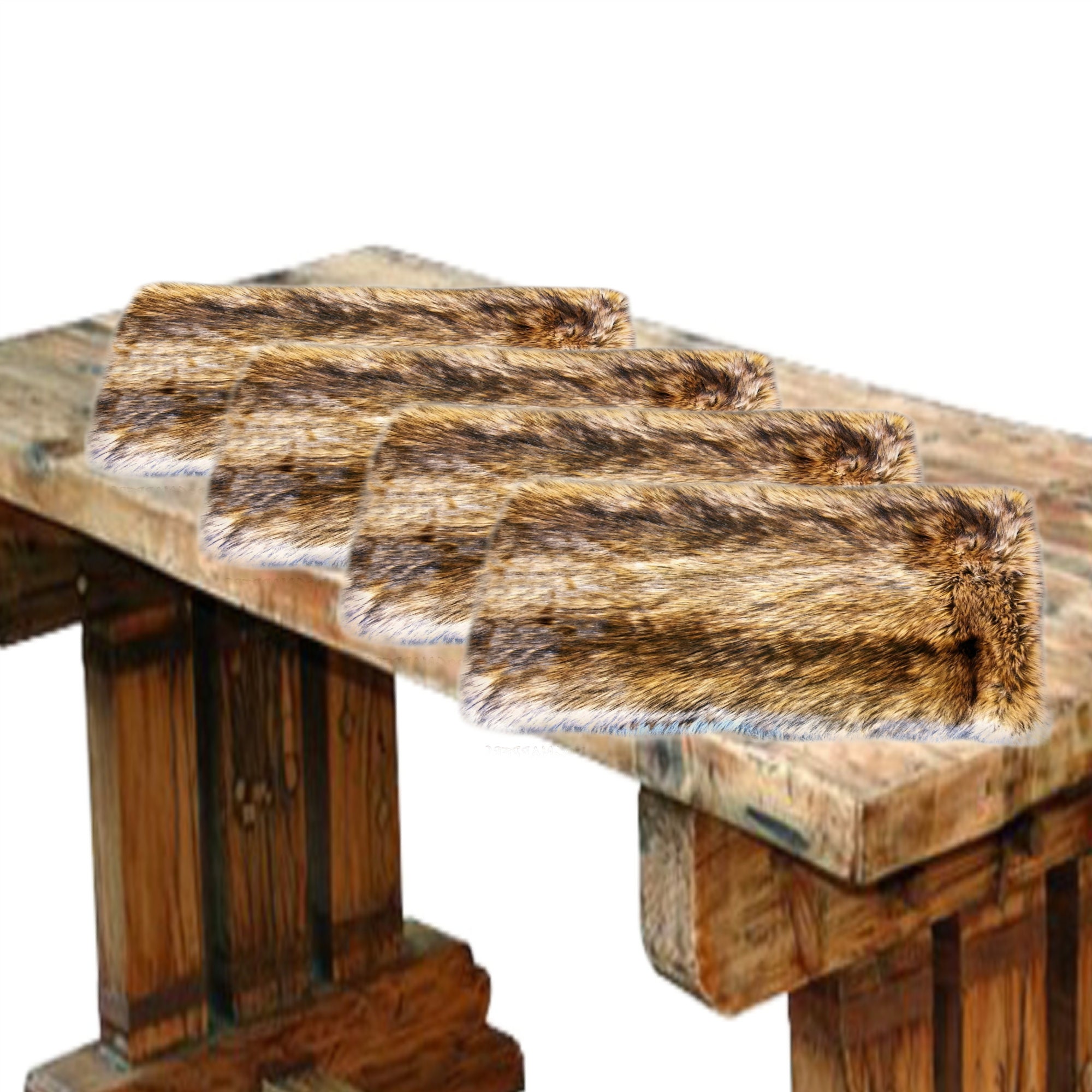 Golden Wolf Stripe Faux Fur Table Placemat, Table Runner, Decoration ...