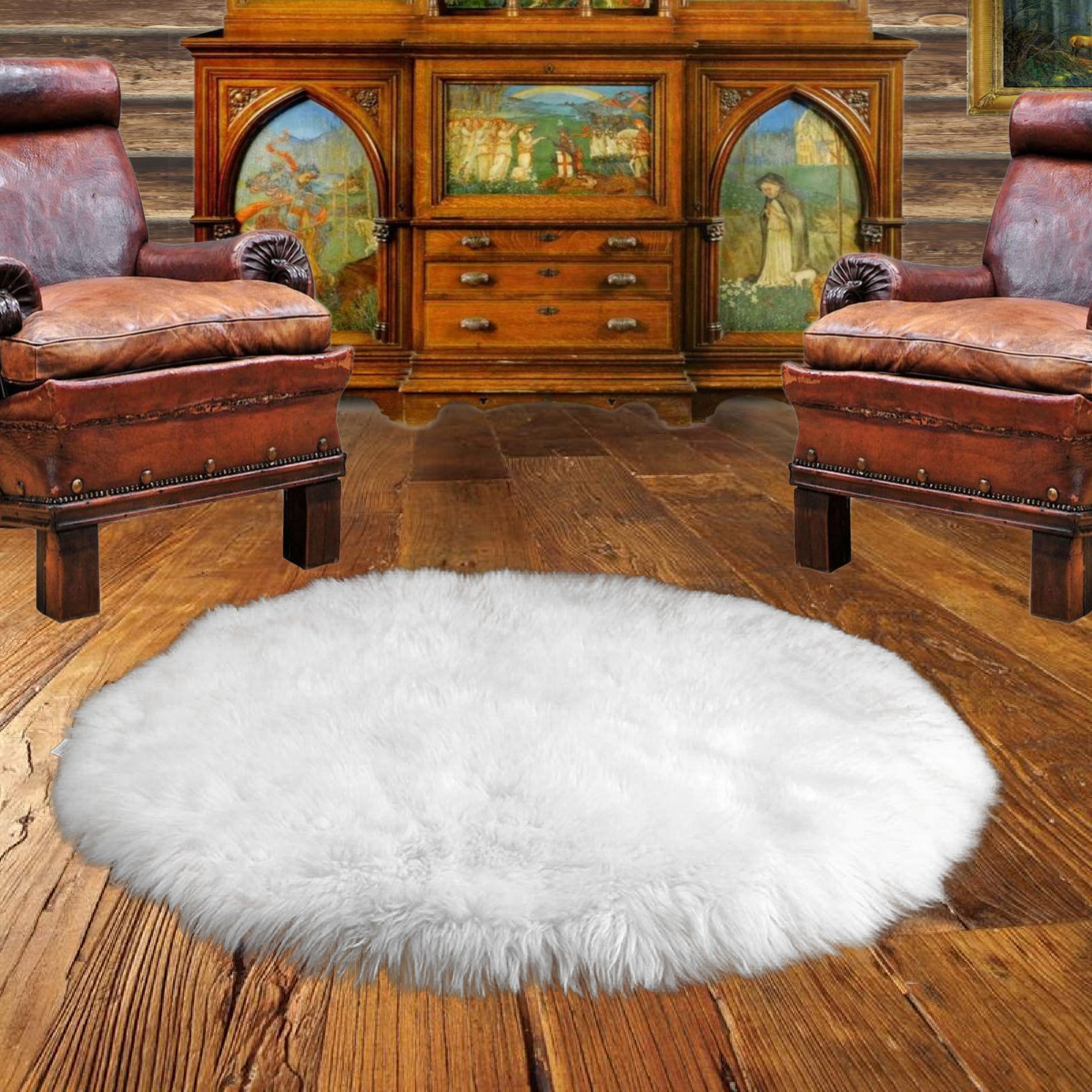 Handmade Faux Fur Round Shag Rug, Plush Pelt, USA - Etsy