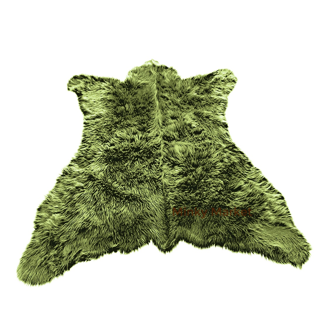 Green Faux Fur Bearskin Rug, Shag Accent Rug, Handmade in USA - Etsy