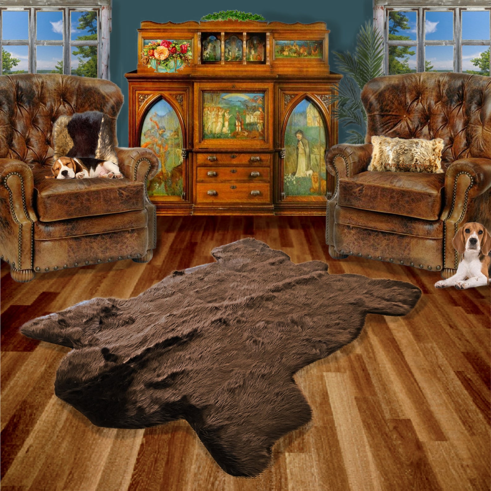 Plush Faux Fur Polar Bear Skin Pelt Rug, All Colors and Sizes, Thick ...