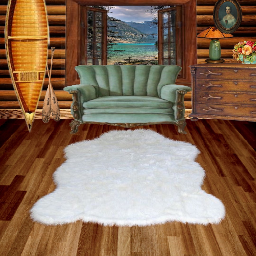 Animal Friendly White Chubby Bear Pelt Rug, Faux Fur, All Sizes ,shag ...