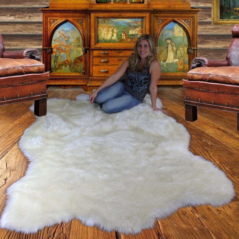 Plush Faux Fur Polar Bear Skin Pelt Rug, All Colors and Sizes, Thick ...