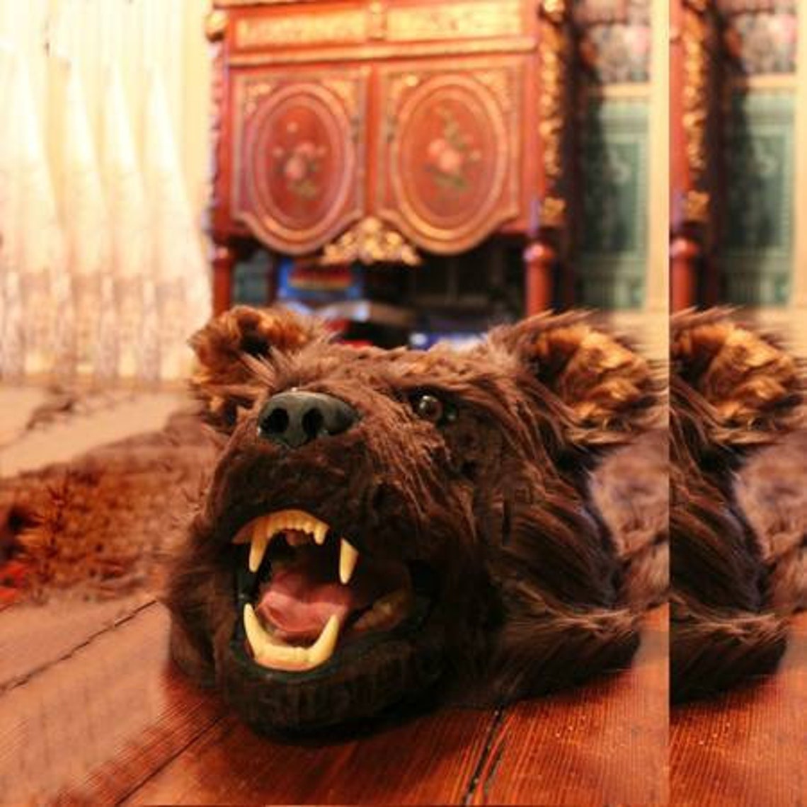 Animal Friendly Faux Bear Skin Rug With Realistic Fake Bear Head ...