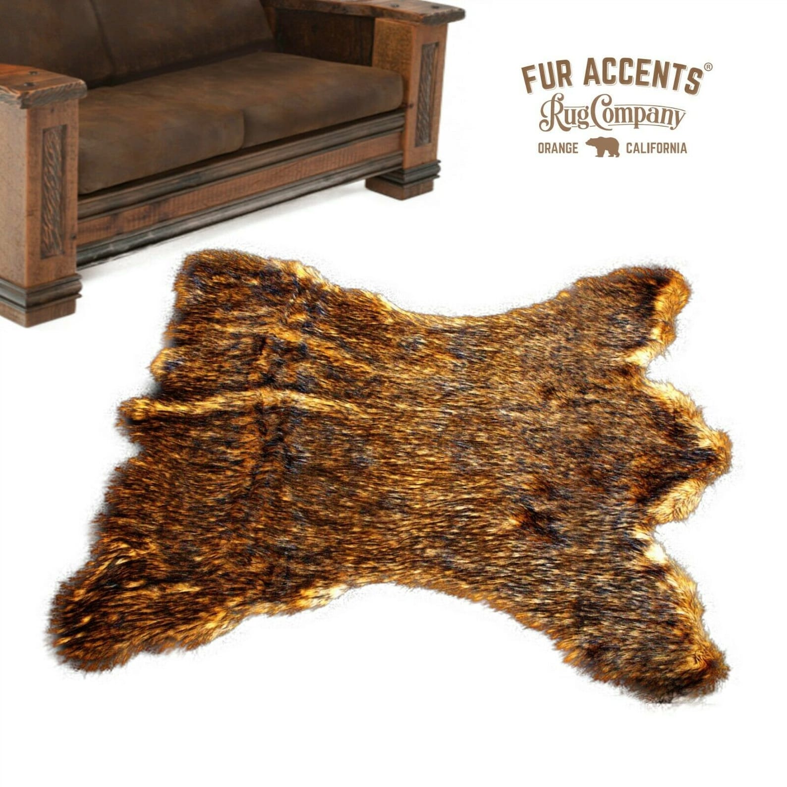 Animal Friendly Faux Fur Area Rug Golden Brown Bear/handmade to Order ...