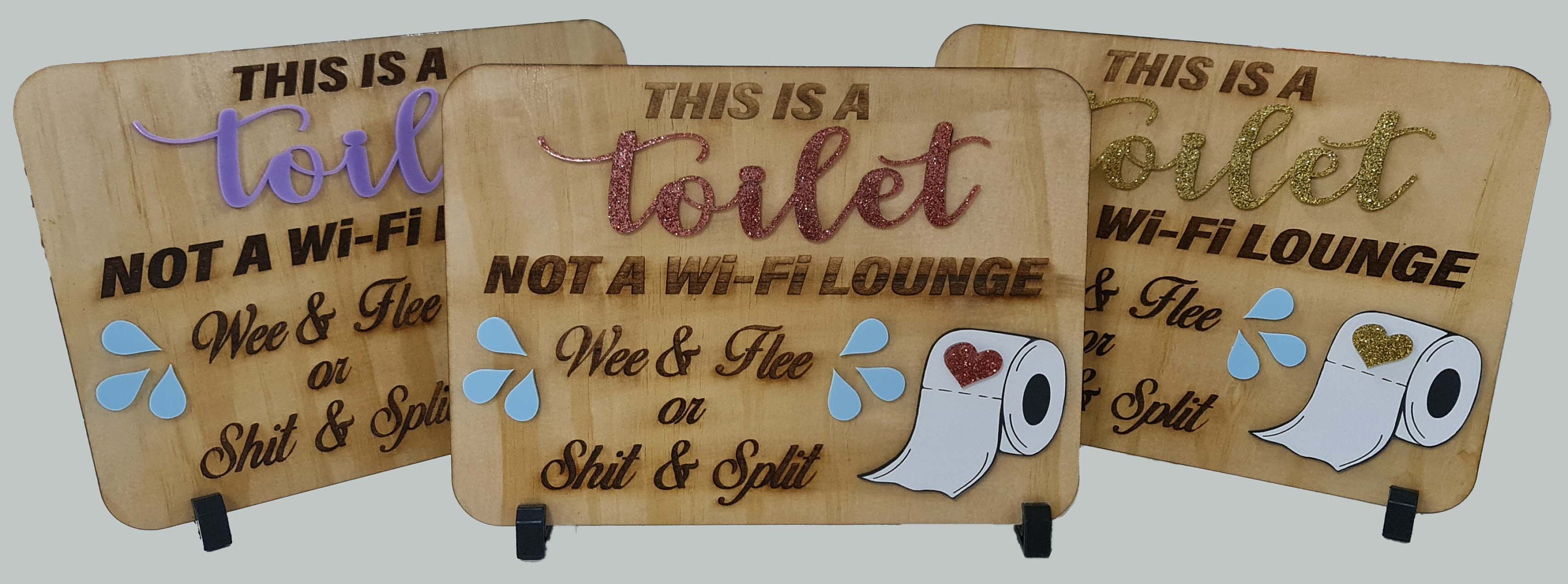 Custom Funny Bathroom/toilet Sign - Shit and Split, Wee and Flee, Gag ...