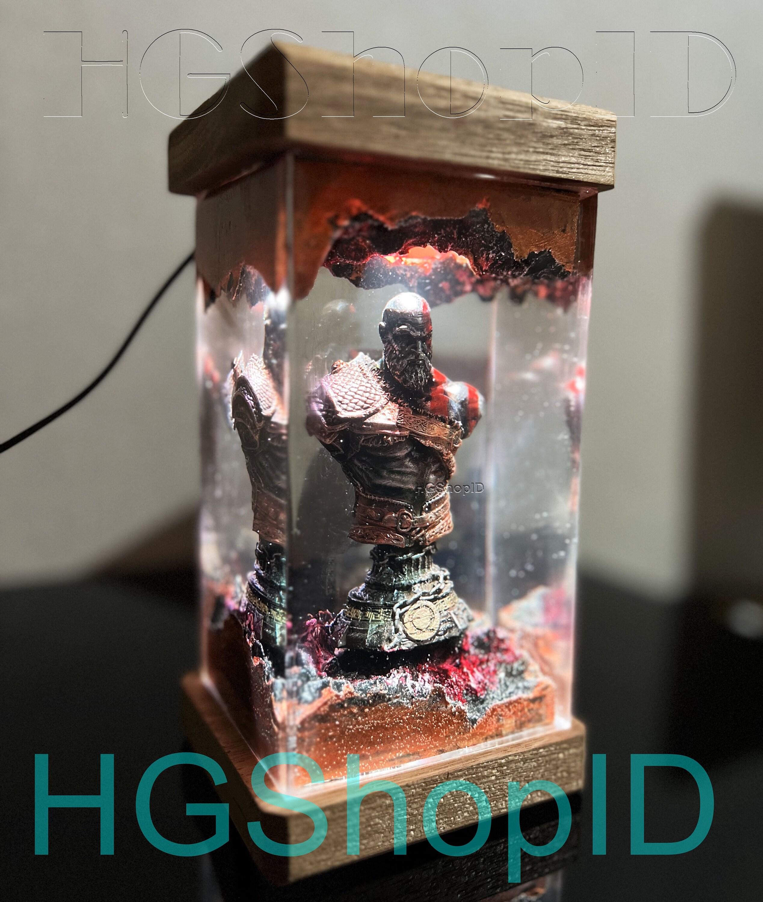 God of War Kratos Bust Night Lamp / God of War Kratos Epoxy Night Light ...