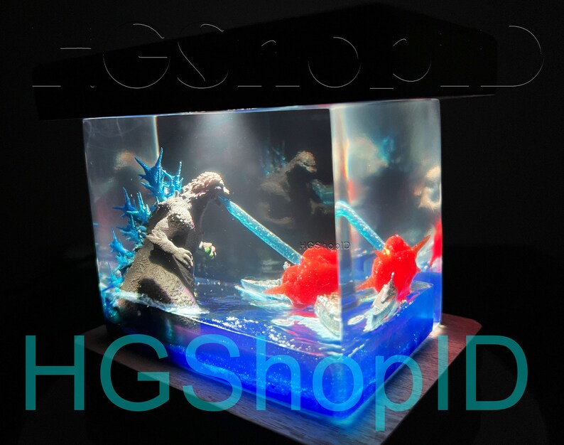 Godzilla Diorama Lamp / Godzilla Epoxy Night Light - Etsy