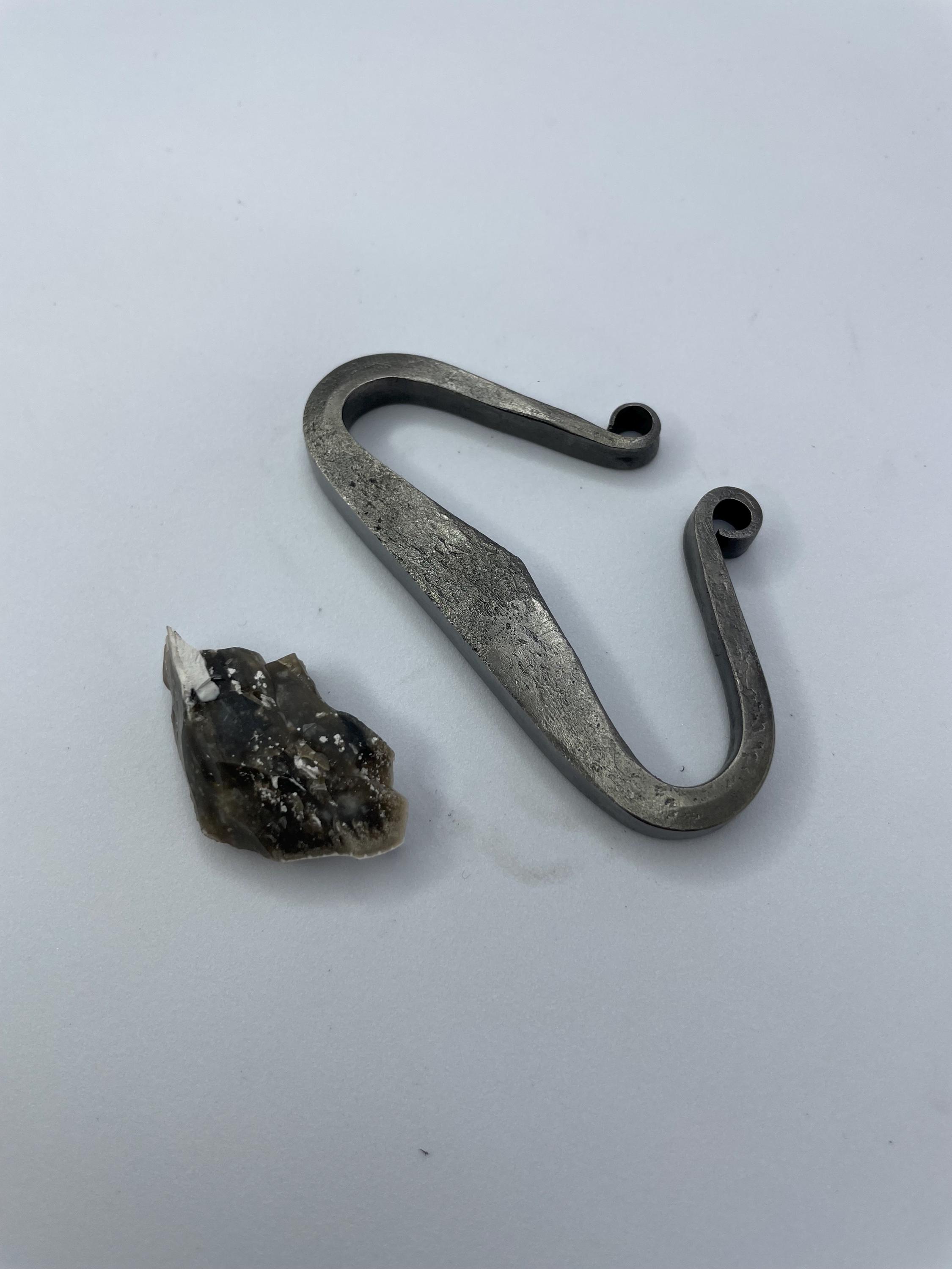 Hand Forged Carbon Steel Fire Striker With Flint: Blacksmith Camping ...